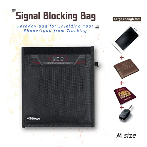 Faraday Bags Large Non-Window Faraday Phone Bag 9.8" x 10.6" Faraday Bag Signal Blocking Bag Car Key Signal Blocker Faraday Bag Black Canvas (9.8" x 10.6")