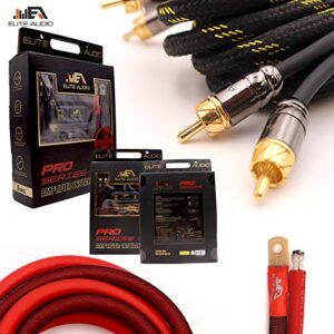 elite audio 0 gauge 100% copper pro amp kit ea-prok0 5000 watt complete ofc amplifier installation wiring kit w/ 20 feet 0 ga copper wire, 2-channel copper rca interconnects, 12 gauge ofc speaker wire