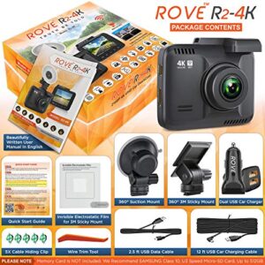 ROVE R2-4K Dash Cam | Hardwire Kit | 512GB Micro SD Card