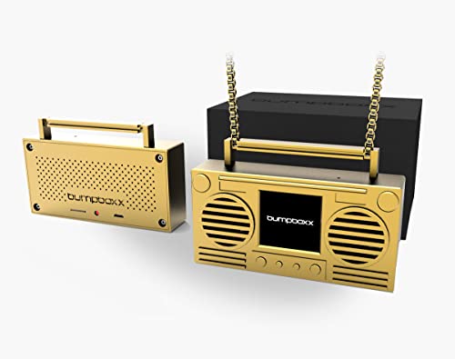 Bumpboxx MicroBoom Wearable Necklace Bluetooth Speaker Boombox | Bluetooth Portable Speaker | Includes 24” Gold Plated Chain & Rechargeable LI-ION Battery | Add Music to The Latest Fashion Trend