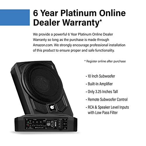 Planet Audio P10AW Amplified Car Subwoofer - 1000 Watts, Low Profile, 10 Inch Subwoofer, Remote Subwoofer Control, Great for Vehicles That Need Bass But Have Limited Space