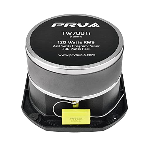 PRV AUDIO TW700Ti Super Tweeter, 4" Titanium Bullet Super Tweeter 8 Ohm Black, 1.5" VC Pro Audio High Frequency Driver, 107dB 120 Watts RMS, Built-in Polyester Capacitor (Single)