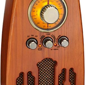 ClearClick Vintage Style AM/FM Radio with Bluetooth - Handmade Wooden Exterior with Classic Retro Look