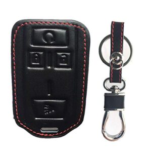 kawihen leather smart remote key fob case holder cover compatible with m3n-32337100 22881480 chevrolet colorado silverado 1500 2500 hd 3500 hd gmc canyon sierra 1500 2500 hd 3500 hd