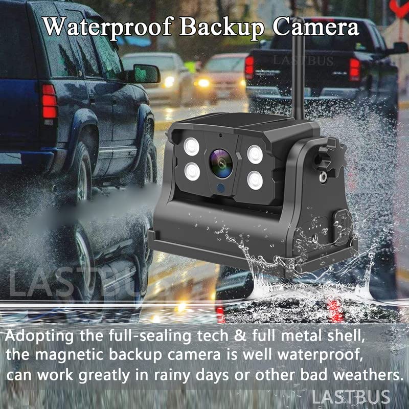 Magnetic Wireless Backup Camera - LASTBUS Rechargeable Magnetic WiFi Backup Camera for Easy Hitching Gooseneck Horse Boat Travel Trailer Fifth Wheels RV Camper for iPhone iPad Android, Easy to Install