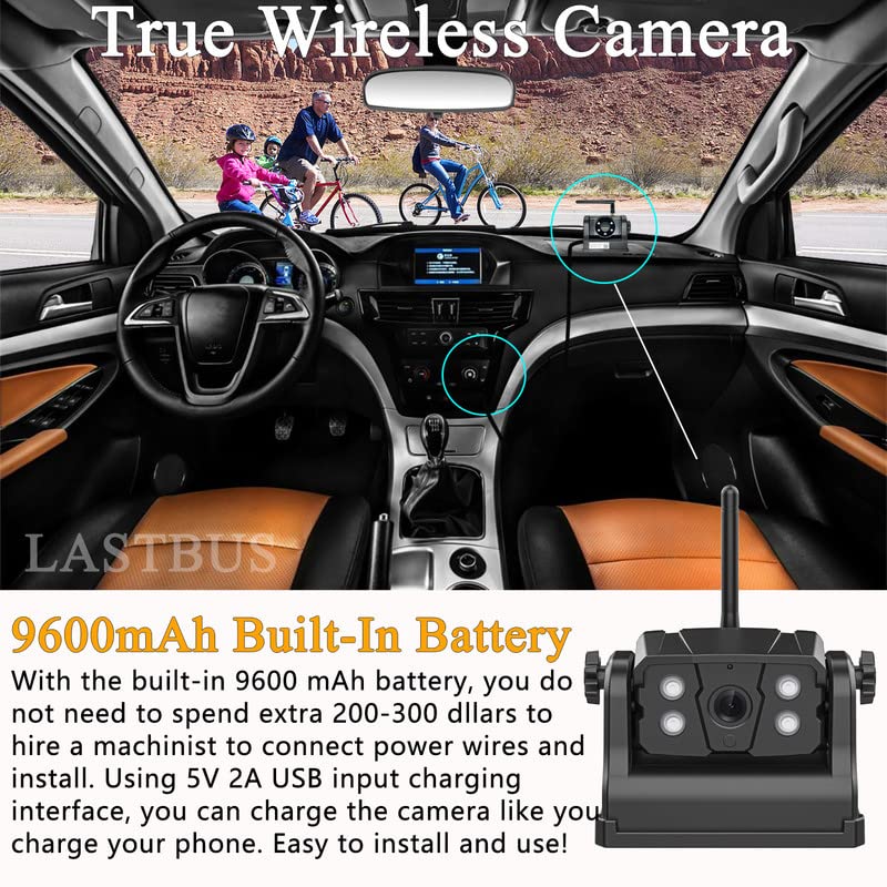 Magnetic Wireless Backup Camera - LASTBUS Rechargeable Magnetic WiFi Backup Camera for Easy Hitching Gooseneck Horse Boat Travel Trailer Fifth Wheels RV Camper for iPhone iPad Android, Easy to Install