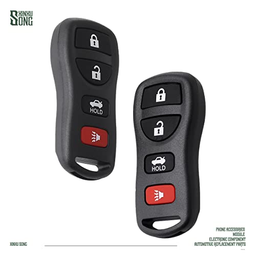 XINXUSONG 2Pcs Car Key Fob Keyless Entry Remote KBRASTU15 4-btn Compatible with Armada Altima Maxima Sentra Quest CWTWB1U758 CWTWB1U821 28268-C991A FX35 FX45 350Z EX35 G35 QX56