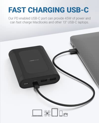 Omni Mobile 12,800 Laptop Power Bank with USB-C | Battery Pack for Laptops, Tablets, Cameras, Smartphones, iPhone, Samsung Galaxy and Other Smart Devices