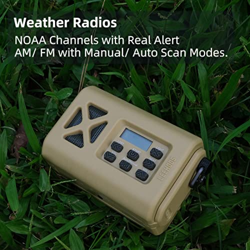 Leehoos Emergency Portable Radio, 3000mAh NOAA/AM/FM Weather Waterproof Radio for Power Outage, Hurricane, Disaster, Survival, with Solar Charge, SOS Alarm, Flashlight, Power Bank, Compact Hand Crank