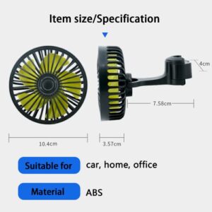 Kwak's Car Fan for Backseat,USB Baby Pet Car Seat Rear Seat Headrest Fan 3 Speed Vehicle Clip Fan with 5 Piece Fan Blades for Car Truck Van