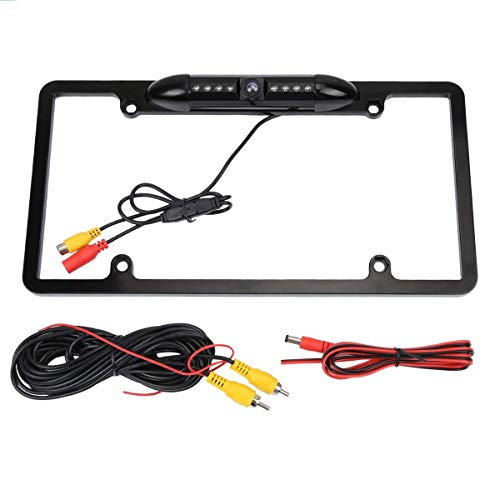 License Plate Frame Backup Camera Night Vision Car Rear View Camera with 8 Bright LEDs 170° Viewing Angle Waterproof Backup Camera Vehicle Universal Reversing Assist Security