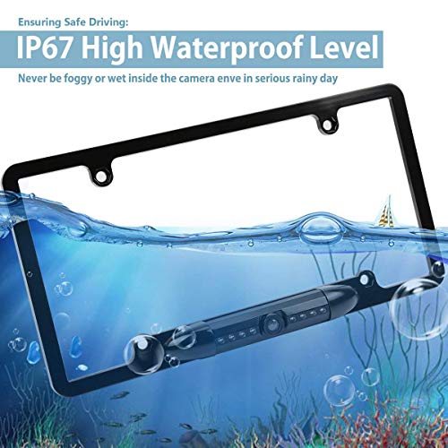 License Plate Frame Backup Camera Night Vision Car Rear View Camera with 8 Bright LEDs 170° Viewing Angle Waterproof Backup Camera Vehicle Universal Reversing Assist Security