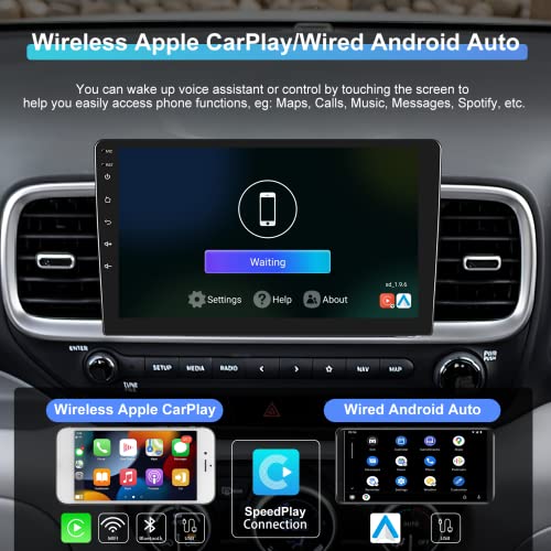 2G+32G Wireless Apple CarPlay Car Stereo, 9" Touch Screen Android 11 Double Din Car Radio, HD Backup Camera Bluetooth Audio GPS Navigation WiFi Subw Android Auto USB FM/RDS Radio External Mic