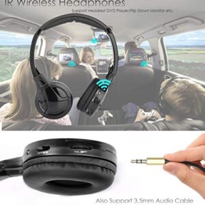 CarThree IR Headphones 2 Channel Kids Wireless Headphones with Travelling Bag for Universal Rear Entertainment System Kids Headphones for in Car TV Video Audio Listening