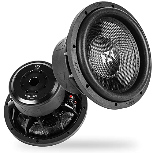 NVX VCW124v3 (VCW124 Version 3) 2400 Watt Peak (1200W RMS) 12" VC-Series v3 Dual 4-Ohm Car Subwoofer…