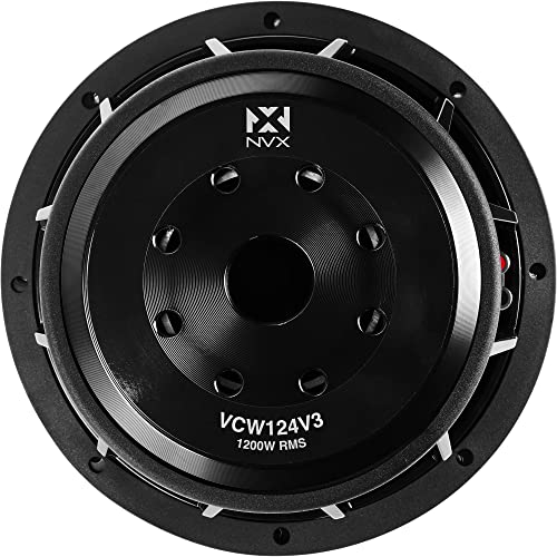 NVX VCW124v3 (VCW124 Version 3) 2400 Watt Peak (1200W RMS) 12" VC-Series v3 Dual 4-Ohm Car Subwoofer…