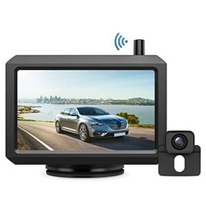 hd wireless backup camera for trucks, support 2 cameras with digital wireless signal, waterproof rear view camera, 5″ tft-lcd hd monitor and reverse camera for car/suv/van/mini rv/pickup (k7 pro)