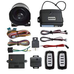 banvie car alarm system, security antitheft alarm systems with keyless entry, with microwave sensor & shock sensor