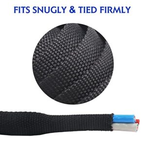 1/2" 5FT Heat Shrink Braided Tubing, Flexible Shrinkable Fabric Sleeve, Tear-Resistant for Protection Automotive Cable Marine Mechanical Wires Abrasion