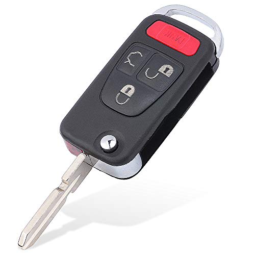 Keyecu Flip Remote Key Shell 3+1 Button for Mercedes-Benz C E ML S HU39 Blank Blade (3B With Panic Button)