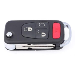 Keyecu Flip Remote Key Shell 3+1 Button for Mercedes-Benz C E ML S HU39 Blank Blade (3B With Panic Button)