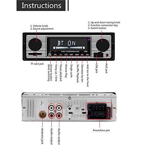 PolarLander 12V Bluetooth Car Stereo,4x45W Car Audio FM Radio, MP3 Player USB/SD/AUX Hands Free Calling with Wireless Remote Control