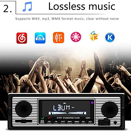 PolarLander 12V Bluetooth Car Stereo,4x45W Car Audio FM Radio, MP3 Player USB/SD/AUX Hands Free Calling with Wireless Remote Control