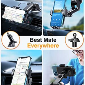 VANMASS 2023 Newest Car Phone Holder Mount [Upgraded Super Suction] Dashboard Phone Holder, Cell Phone Holder Car Dash Windshield Air Vent Stand for iPhone 14 13 12 Pro Max Samsung, Matt Blue