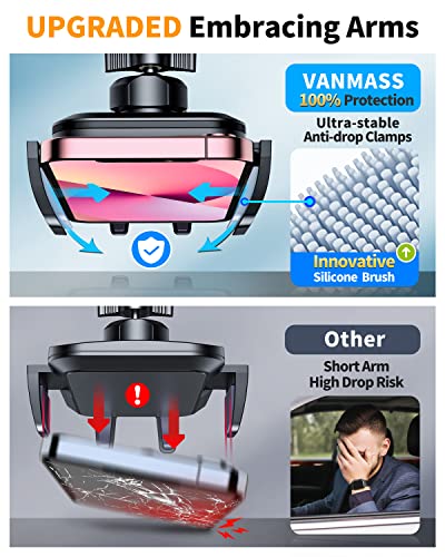 VANMASS 2023 Newest Car Phone Holder Mount [Upgraded Super Suction] Dashboard Phone Holder, Cell Phone Holder Car Dash Windshield Air Vent Stand for iPhone 14 13 12 Pro Max Samsung, Matt Blue