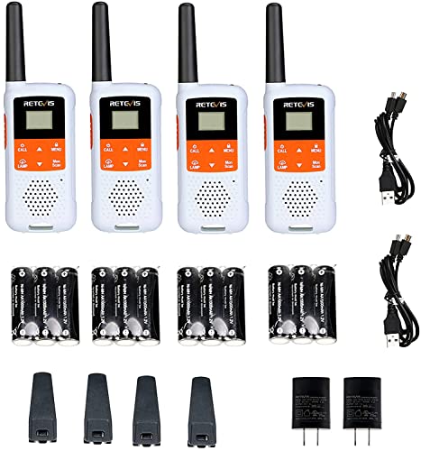 Retevis RT49B Walkie Talkies for Cruise, Two Way Long Range Radios, NOAA White Walkie Talkies 4 Pack, USB Rechargeable 2 Way Radio for Family Camping Hiking Hunting