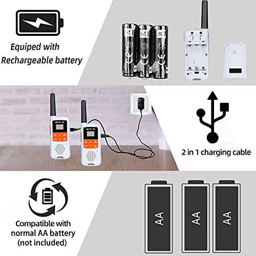 Retevis RT49B Walkie Talkies for Cruise, Two Way Long Range Radios, NOAA White Walkie Talkies 4 Pack, USB Rechargeable 2 Way Radio for Family Camping Hiking Hunting