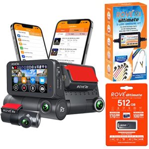 rove r3 dash cam | hardwire kit | 512gb micro sd card