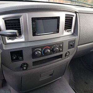 Silver Double Din Dash Kit Compatible with Dodge Ram 2006-2010 Truck Car Stereo Radio Install Kit