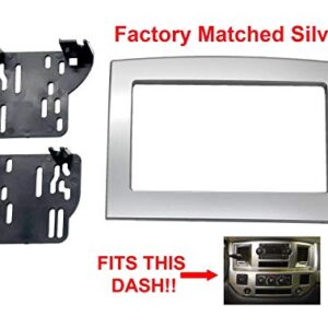 Silver Double Din Dash Kit Compatible with Dodge Ram 2006-2010 Truck Car Stereo Radio Install Kit