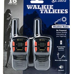 Cobra CXT195 16-Mile microTALK 2-Way Walkie Talkies 2 Pack, Black