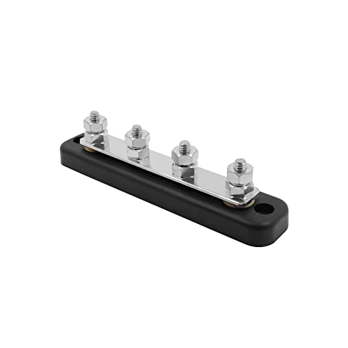 LENKRAD Common 100A BusBar - 4 Way 10/32"-4 Studs Bus Bar Ground Block for RV Car Boat Marine