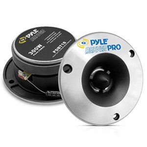 pyle 3.75” titanium horn tweeter (pair) – aluminum bullet diamond chrome cutting finish w/ 300 watt peak 20 oz magnet structure 2khz – 25khz frequency response 4 ohm & 1″ kapton voice coil pdbt18