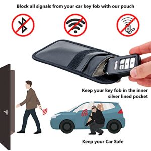 SAFALA Faraday Bags for Key Fob - 2 Pack PU Leather KeyFob RFID Signal Blocking Bag Faraday Cage Protector Anti-Theft Pouch with ID Card Holder