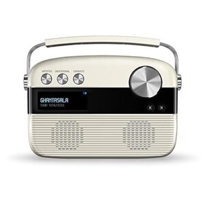 saregama carvaan telugu – portable music player with 5000 preloaded songs, fm/bt/aux (porcelain white)