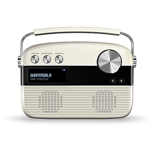 Saregama Carvaan Telugu - Portable Music Player with 5000 Preloaded Songs, FM/BT/AUX (Porcelain White)