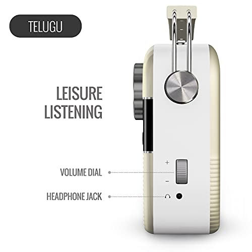 Saregama Carvaan Telugu - Portable Music Player with 5000 Preloaded Songs, FM/BT/AUX (Porcelain White)