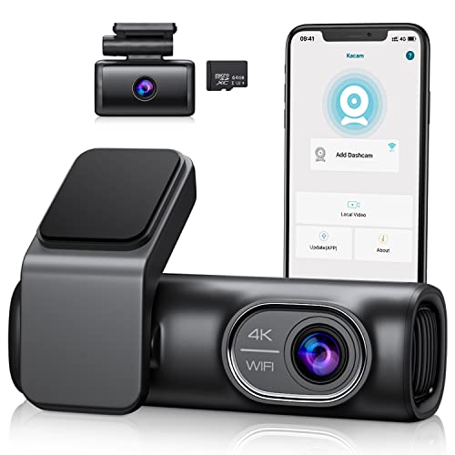 Sarmert Dash Cam Front and Rear with 64GB SD Card, 4K Car Dashcam+1080P Backup Camera Built-in 5G WiFi GPS, Small Dual Dash Camera for Cars with WDR Night Vision, 170° Wide Angle, 24H Parking Mode