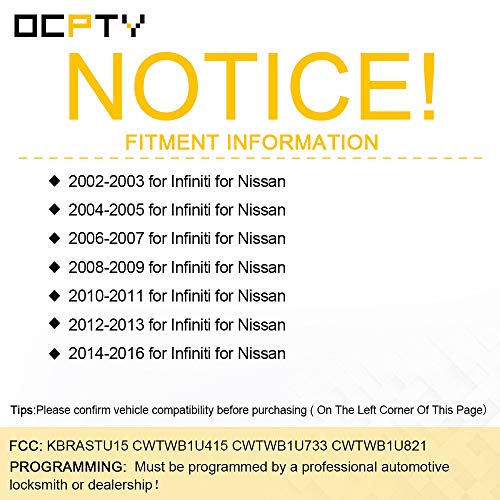 OCPTY 1 X Flip Key Entry Remote Control Key Fob Transmitter Replacement for 02 03 04 05 06 07 08 09 10 11 12 13 14 15 16 for Infiniti for Nissan 1.6L 1.8L 2.0L 2.4L 2.5L CWTWB1U415 3 Buttons 315 Mhz