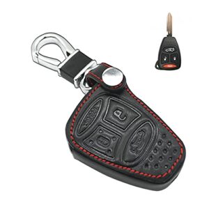 mechcos compatible with fit for jeep wrangler jeep compass liberty patriot commander grand cherokee leather keyless entry remote control smart key fob cover pouch bag jacket case protector shell