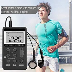 TBESTOACC AM FM Portable Pocket Radio, Personal Walkman, Mini Digital Tuning Radio with Rechargeable Battery, Earphone, Lock Screen for Walk/Jogging/Gym/Camping