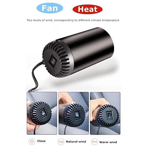 Portable Car Heater 12V 150W Car Heater That Plugs into Cigarette Lighter Portable Heater for Vehicle, Car Windshield Defogger Defroster,2 In1 Fast Heating or Cooling Fan for Cars,Gray