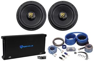 rockville (2) w12k9d2 12″ 8000 watt car subwoofers+mono amplifier+copper amp kit