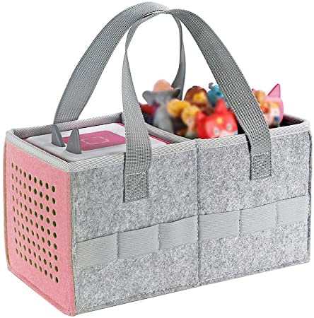 NA Portable Carrying Bag for Toniebox Starter Set and Tonies Figurines，Felt Cloth Carrying Case for Educational Musical Toy，Bag Organizer Fits for Toniebox Starter Setand More Accessories (Pink)