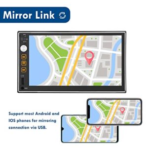 Double Din Car Stereo with Wireless Apple CarPlay & Android Auto - 7" Touchscreen Car Radio with Bluetooth | Backup Camera | Mirror Link | FM Radio Receiver (Wireless carplay)