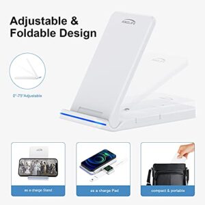 Wireless Charger 3 in 1 Wireless Charging Station Qi Fast Charger Stand for iPhone 13/12/11/Pro/Max/XR/XS/XS Max/X /8/8 Plus, Apple Watch, Airpods 2/Pro, Samsung Galaxy Phone with 18W Adapter, White